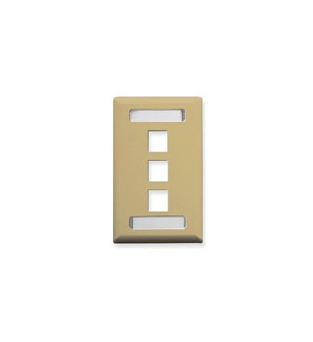 ICC FACEPLATE- ID- 1-GANG- 3-PORT- IVORY (IC107S03IV)