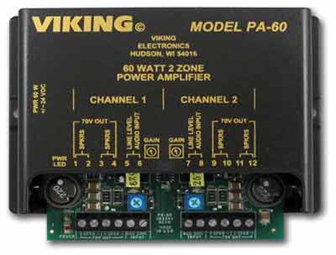 Viking PA-60 60-Watt Two-Zone Paging Amplifier – Multi-Zone